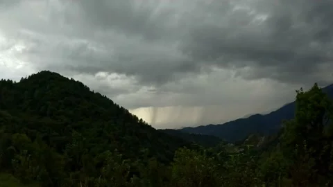 View Of Heavy rainfall at Mountains - Go... | Stock Video | Pond5