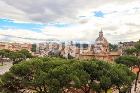 View of historical center of Rome with Colosseum Stock Photo #239169150