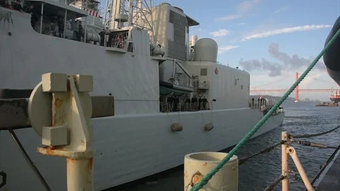 View from HMCS Halifax (FFH 330) as HMCS... | Stock Video | Pond5