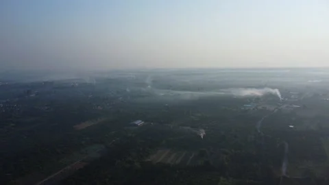 View of the horizon with smoke in countr... | Stock Video | Pond5