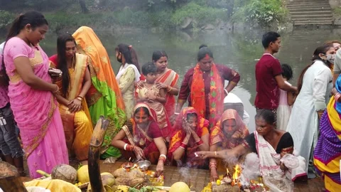 View of the Indian people doing rituals ... | Stock Video | Pond5