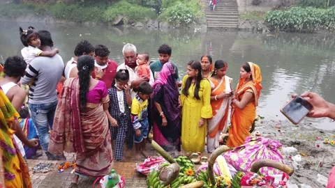 View of the Indian people doing rituals ... | Stock Video | Pond5