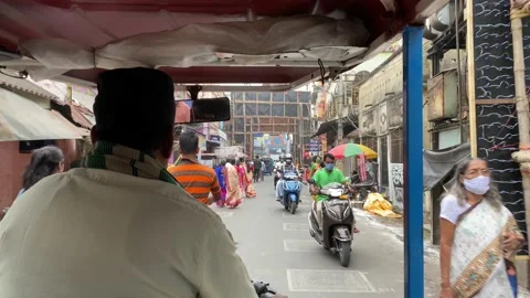 View from the inside of an auto-rickshaw... | Stock Video | Pond5