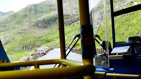 View from inside of bus driving mountain... | Stock Video | Pond5