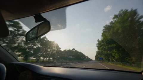 View from Inside Driving Car on Highway.... | Stock Video | Pond5