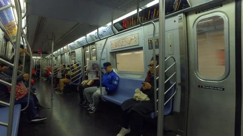view inside F subway entering Delancey s... | Stock Video | Pond5