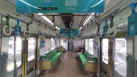 View inside the KRL commuter line train ... | Stock Video | Pond5