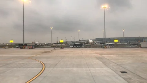 View from inside a moving plane on tarma... | Stock Video | Pond5