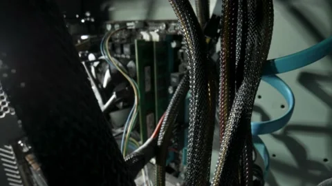 View from inside of an old dusty compute... | Stock Video | Pond5