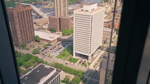 View from inside a skyscraper, looking d... | Stock Video | Pond5