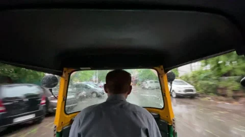 View from inside of a three-wheeler driv... | Stock Video | Pond5