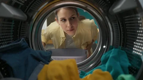 View from inside the washing machine, yo... | Stock Video | Pond5