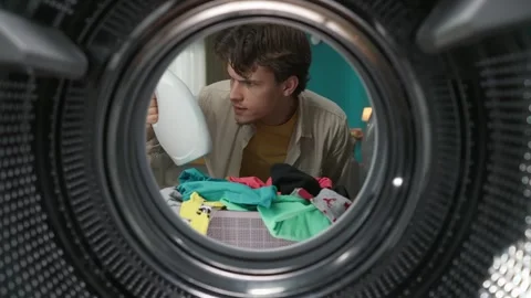 View from inside the washing machine, yo... | Stock Video | Pond5