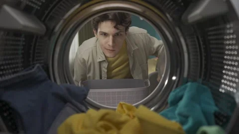 View from inside the washing machine, yo... | Stock Video | Pond5