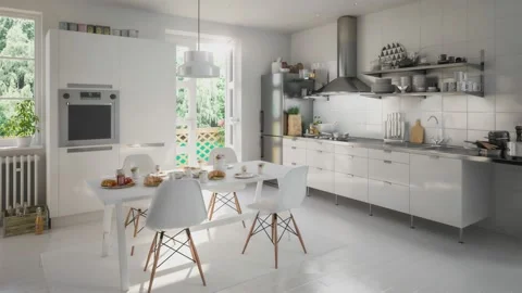 View of the interior of a sunny, modern ... | Stock Video | Pond5