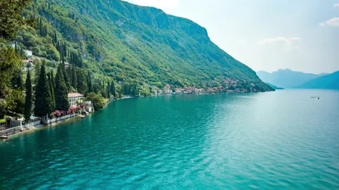View of Italian bay at Lake Como 4K | Stock Video | Pond5
