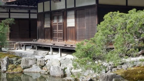 view to japanese building among zen gard... | Stock Video | Pond5