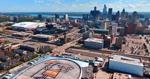 View on Little Caesars Arena in the city... | Stock Video | Pond5