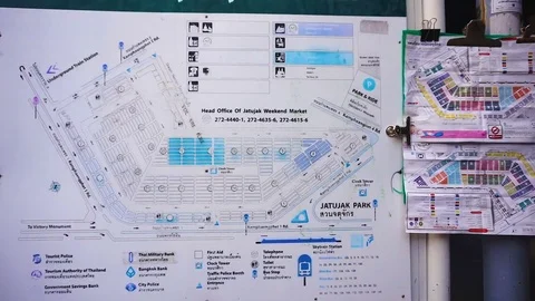 View of map guide in Jatujak market | Stock Video | Pond5