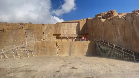 VIew of massive stone platform and rock ... | Stock Video | Pond5