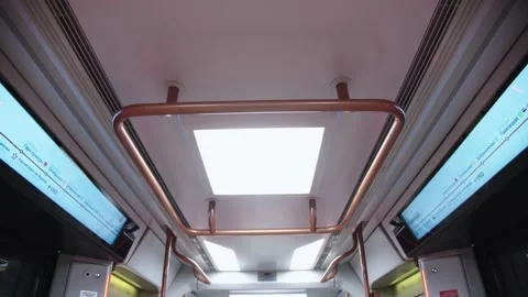 View of metro car ceiling with illuminat... | Stock Video | Pond5