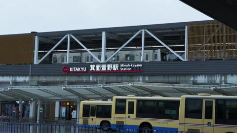 View of Minoh-Kayano Station and buses, ... | Stock Video | Pond5