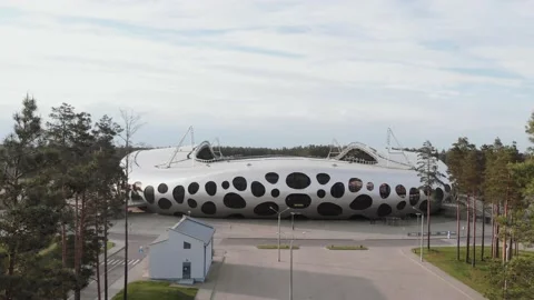 View of modern round silver football sta... | Stock Video | Pond5