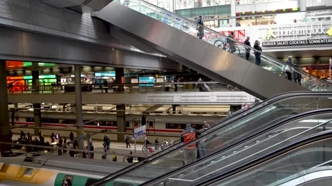 View Of Multi Level Escalators At Berlin... | Stock Video | Pond5