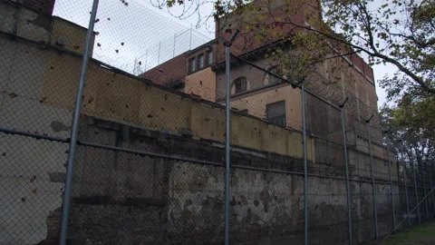 View on the old prison brick wall over t... | Stock Video | Pond5