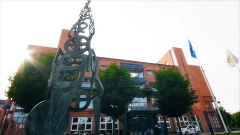 View of an orange college campus buildin... | Stock Video | Pond5