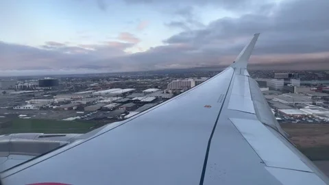 View Out Plane Window During Landing | Stock Video | Pond5
