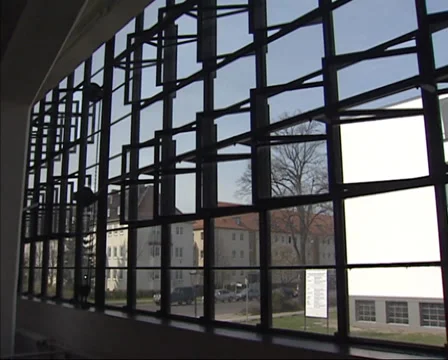 view outside glass facade Bauhaus School... | Stock Video | Pond5