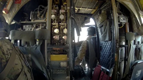 View of the pilots and gunner in a CH-47... | Stock Video | Pond5