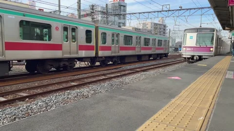 View of a platform with Tobu Tokyo Skytr... | Stock Video | Pond5