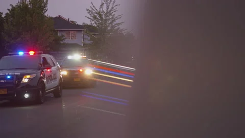 View of Police Vehicles with Flashing Li... | Stock Video | Pond5
