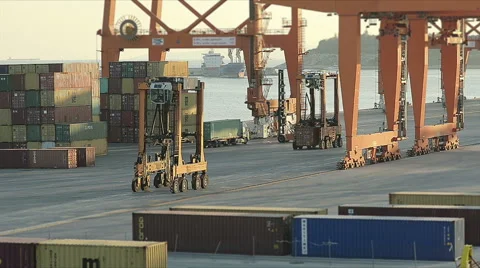 View Of The Port Of Unloading Cargo Cont... | Stock Video | Pond5