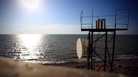 View on radar, sea and sunlight from the... | Stock Video | Pond5
