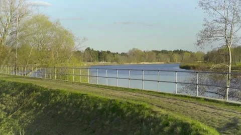 View Of Railing Alongside River Water Da... | Stock Video | Pond5