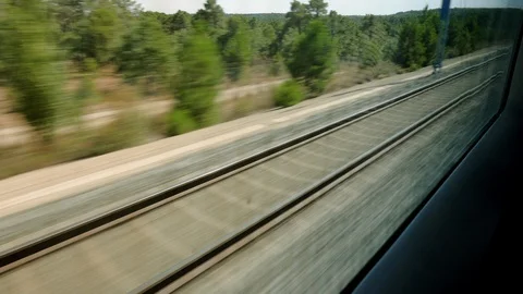 View on railroad track from the window o... | Stock Video | Pond5