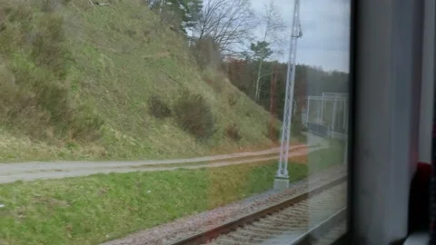 View on railroad track from the window o... | Stock Video | Pond5