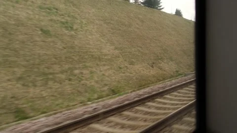 View on railroad track from the window o... | Stock Video | Pond5