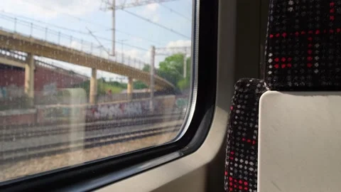 View on railroad track from the window o... | Stock Video | Pond5