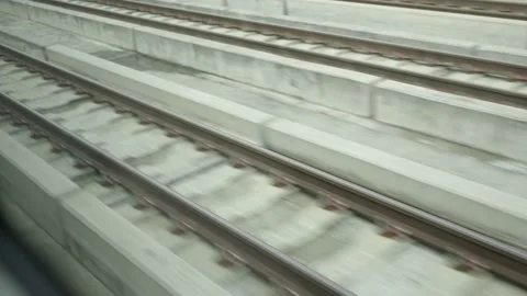 View on railroad track from the window o... | Stock Video | Pond5