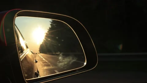 View in the rear view side mirror of a a... | Stock Video | Pond5