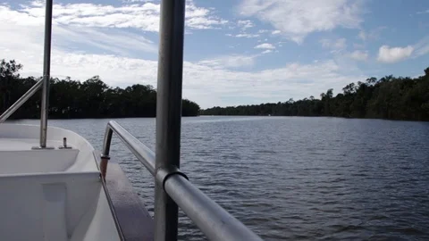 View from the right side of a boat on th... | Stock Video | Pond5