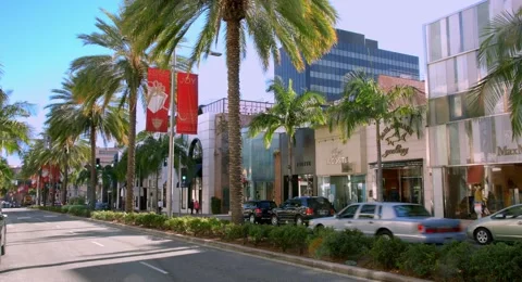 View of Rodeo Drive the major landmark i... | Stock Video | Pond5