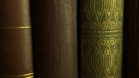 A view of a series of old books. A colle... | Stock Video | Pond5