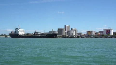 View of ship at Petron and Shell | Stock Video | Pond5