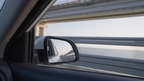 View from Side Mirror the Inside of a Dr... | Stock Video | Pond5