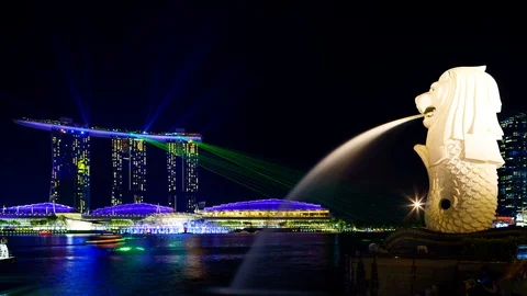 View of the SIngapore's Merlion | Stock Video | Pond5